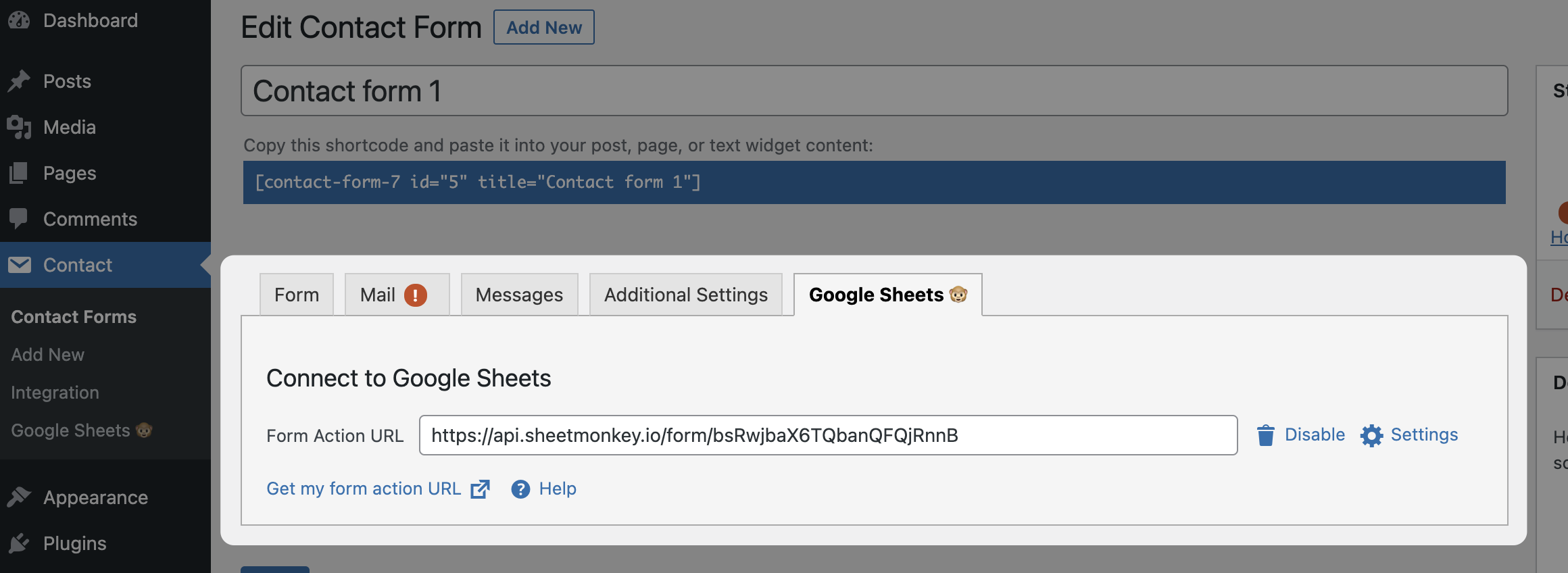 How to submit a WordPress Contact Form to Google Sheets